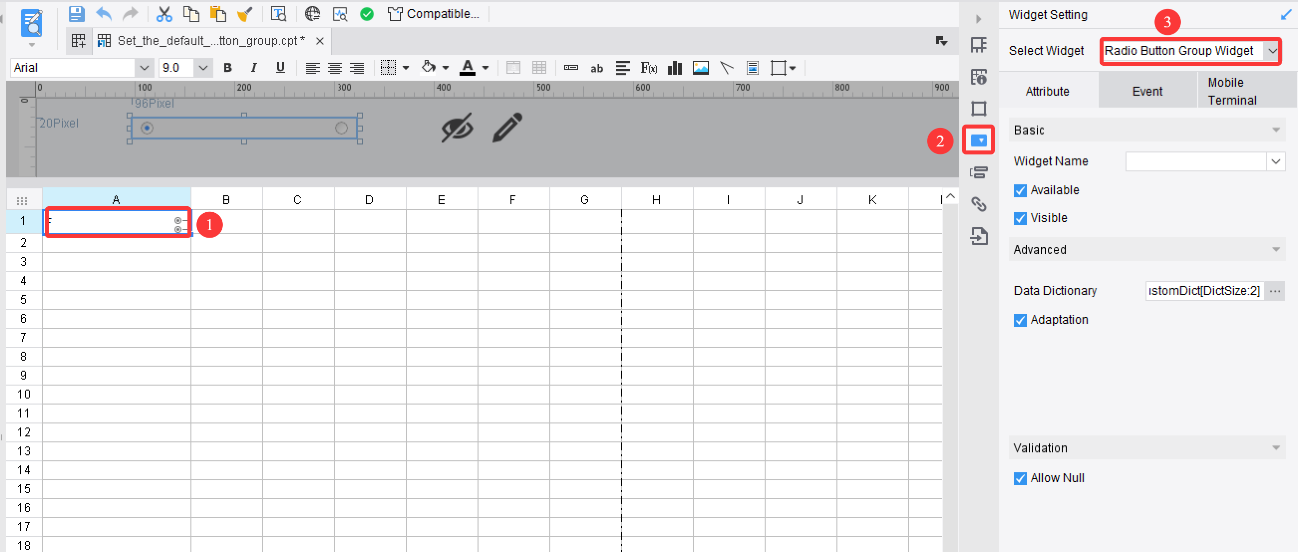 Default Value Setting for the Radio Button Group Widget-FineReport Help Document