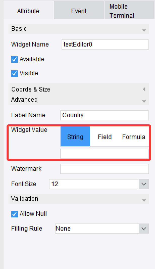 Default Value of a Widget-FineReport Help Document