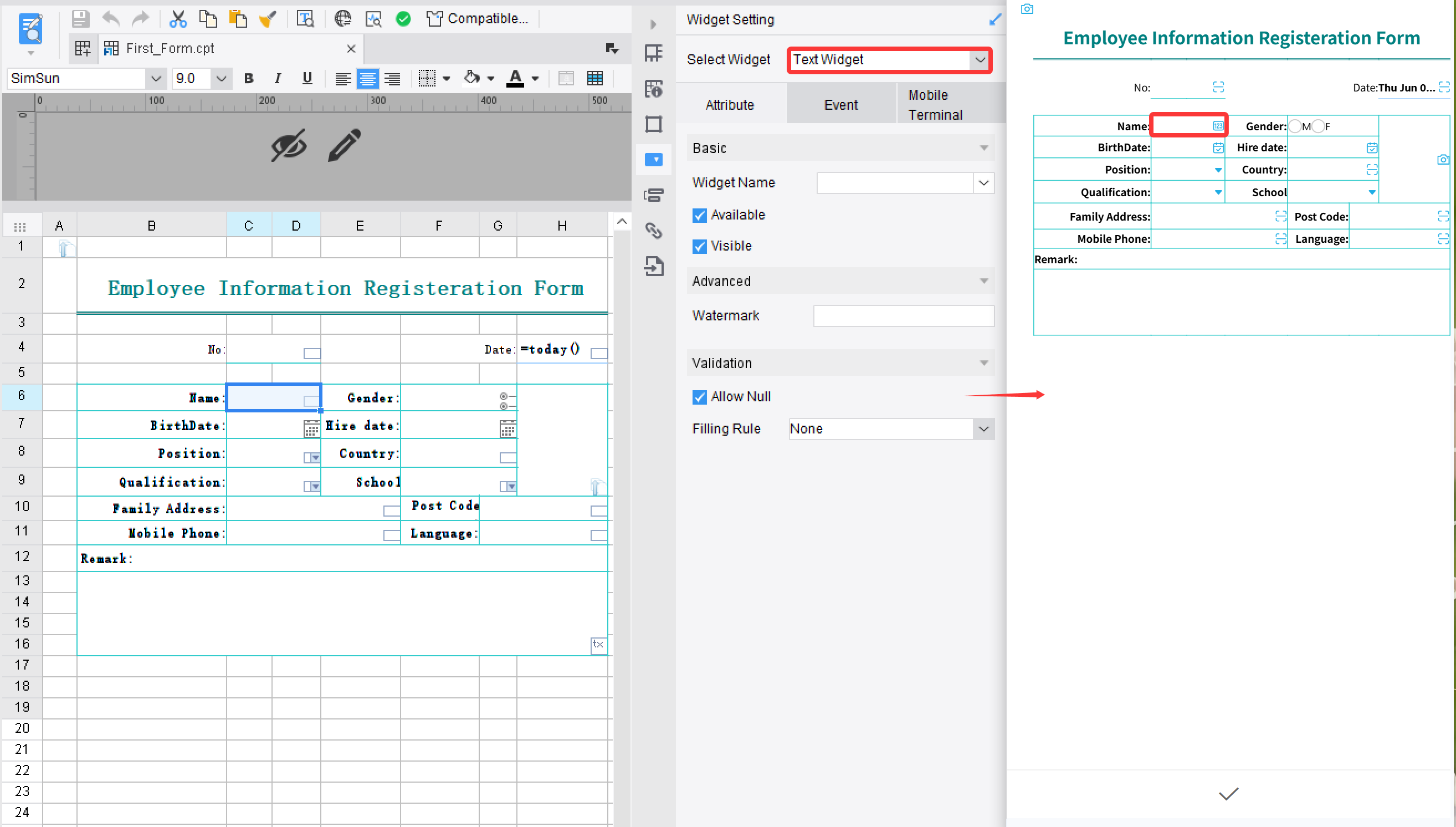 Data Entry Widget Setting-FineReport Help Document