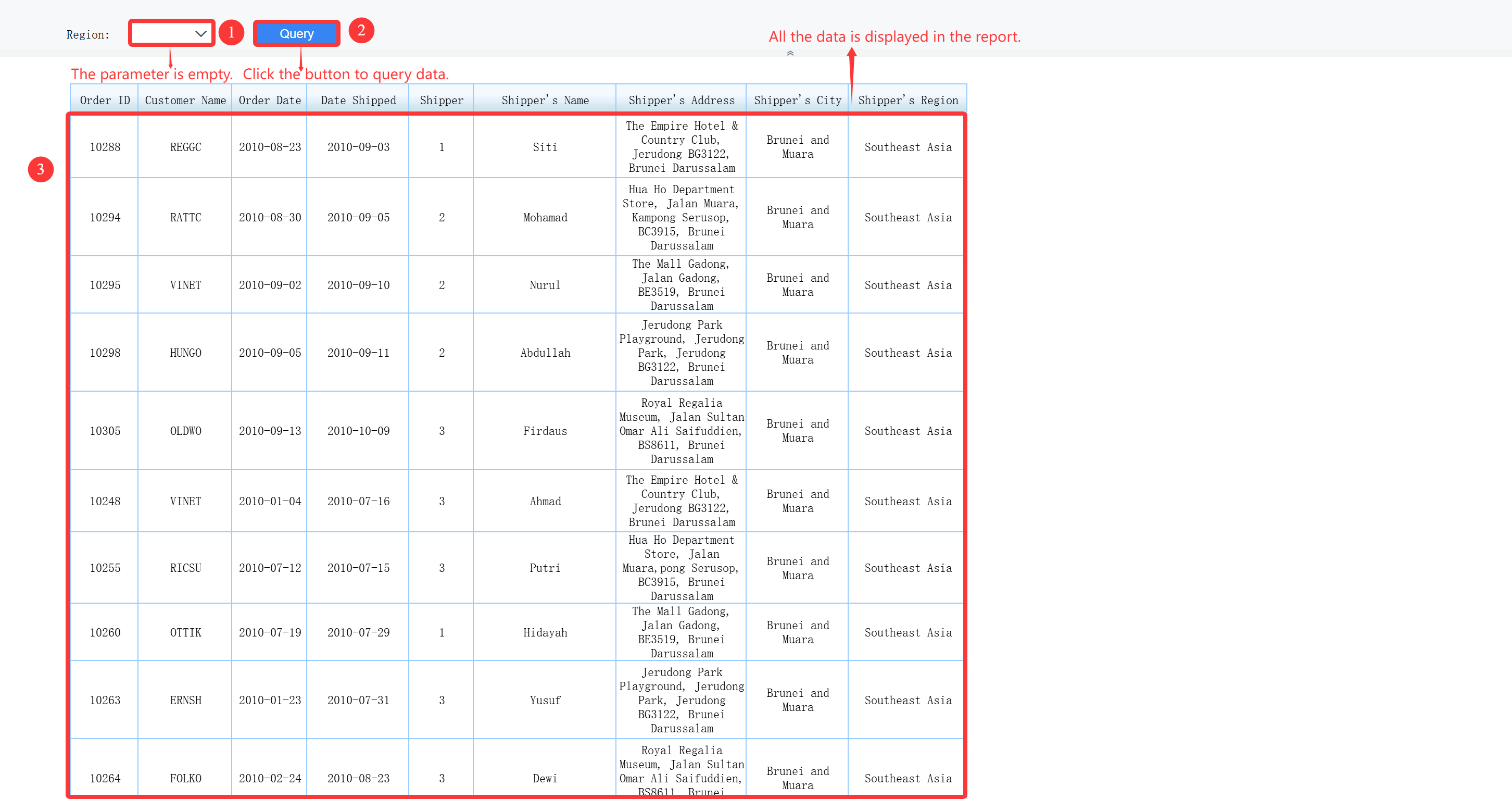 Selecting All Values When the Parameter Value is Empty in the Drop-down Box-FineReport Help Document