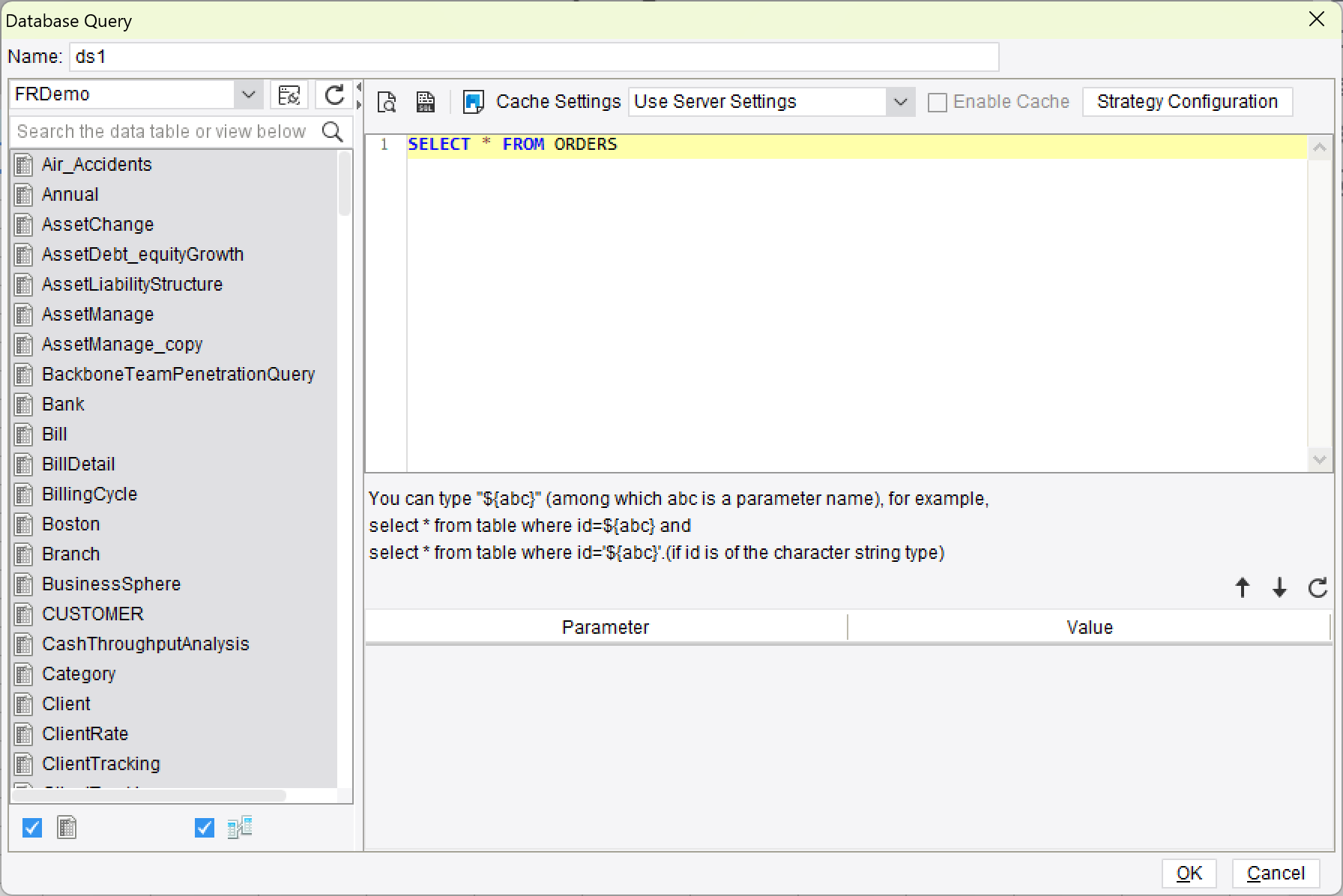 Selecting All Values When the Parameter Value is Empty in the Drop-down Box-FineReport Help Document