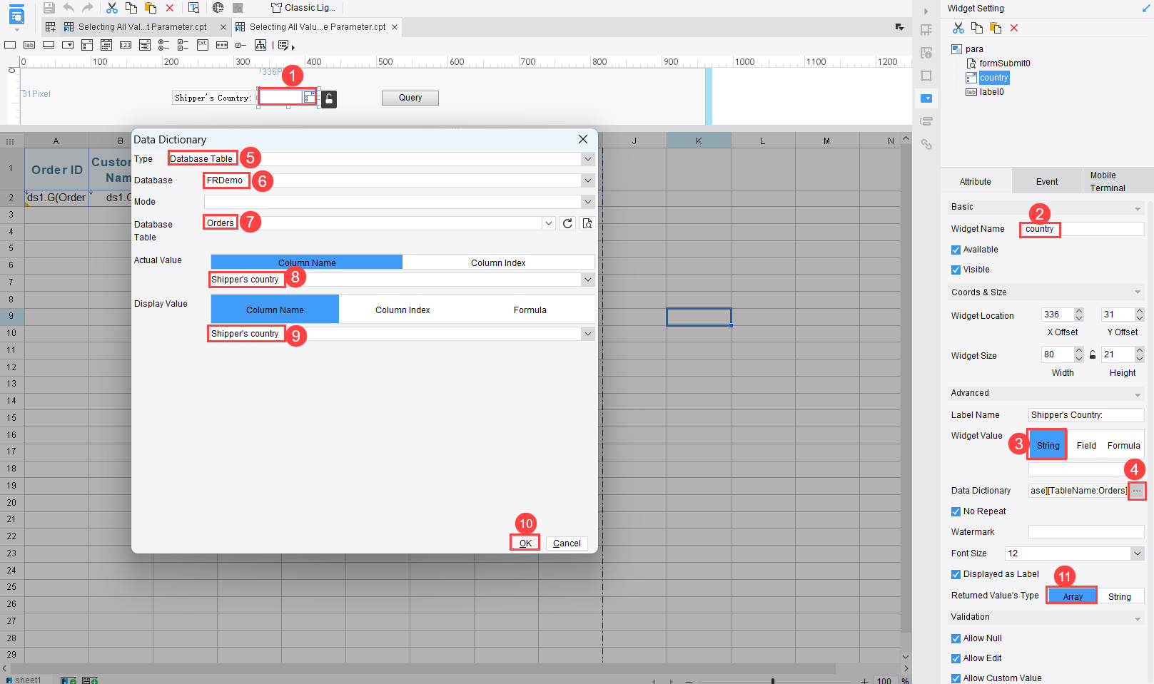 Selecting All Values When the Parameter Value is Empty in the Drop-down Checkbox-FineReport Help ...