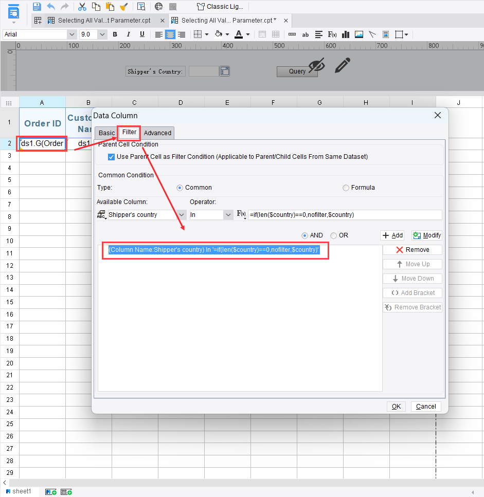 Selecting All Values When the Parameter Value is Empty in the Drop-down Checkbox-FineReport Help ...