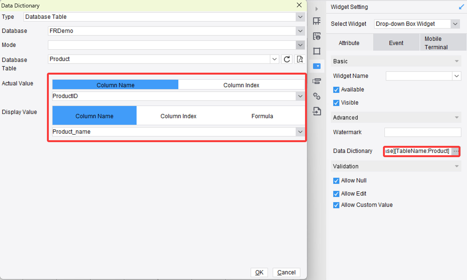 Retaining the Display Value of the Widget in a Cell After Data Entry ...