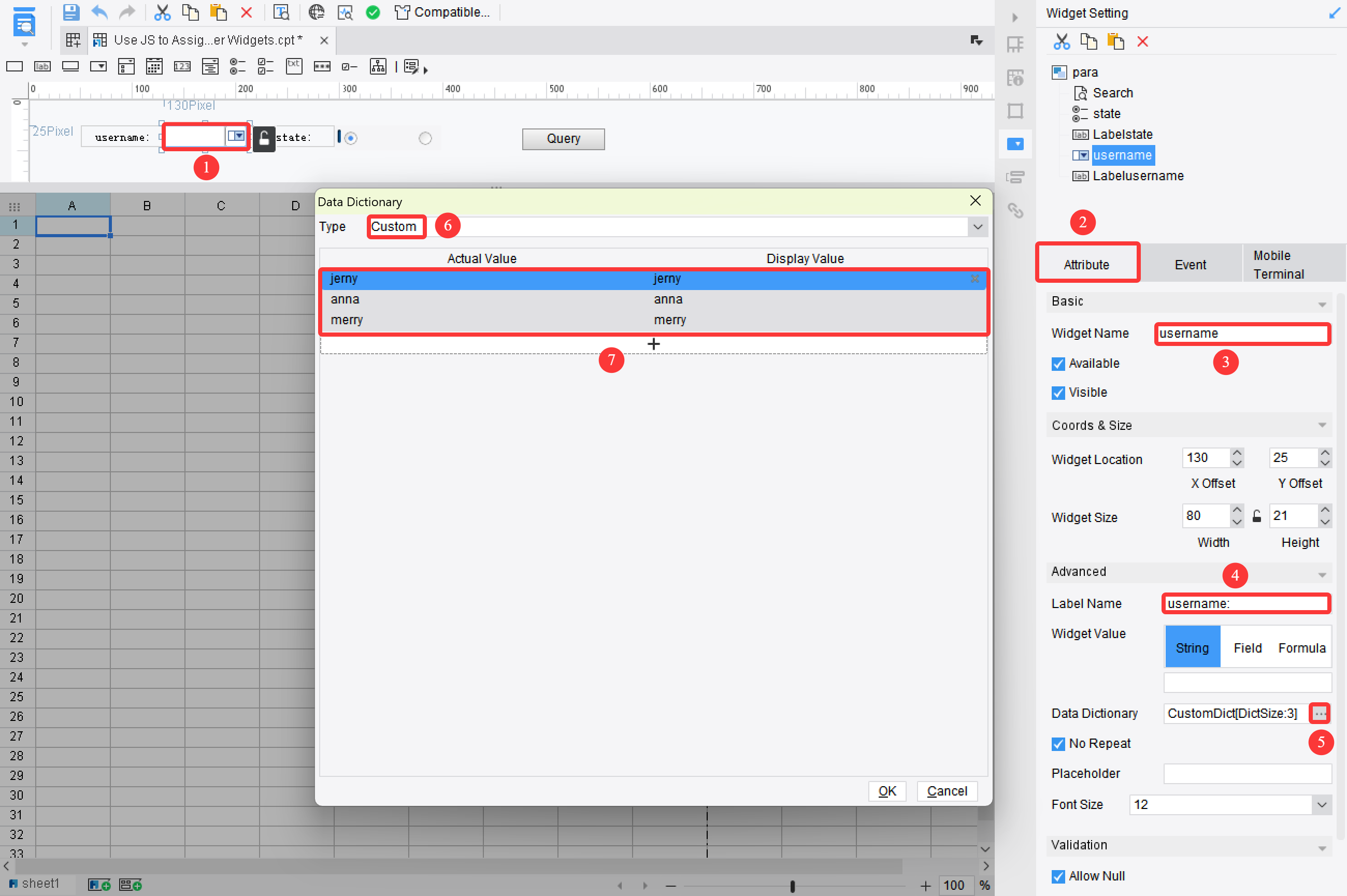 Assigning Values to Parameter Widgets by JS-FineReport Help Document