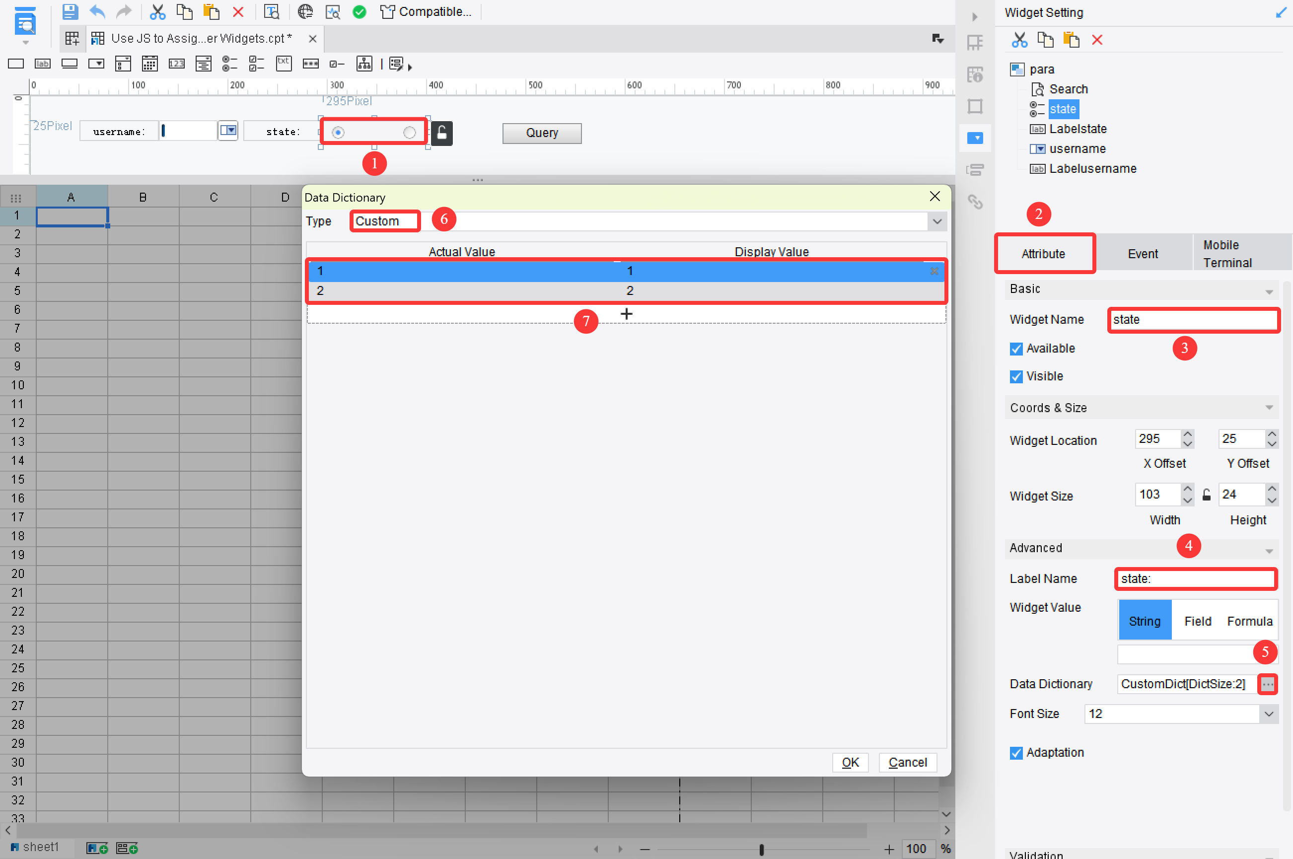 Assigning Values to Parameter Widgets by JS-FineReport Help Document