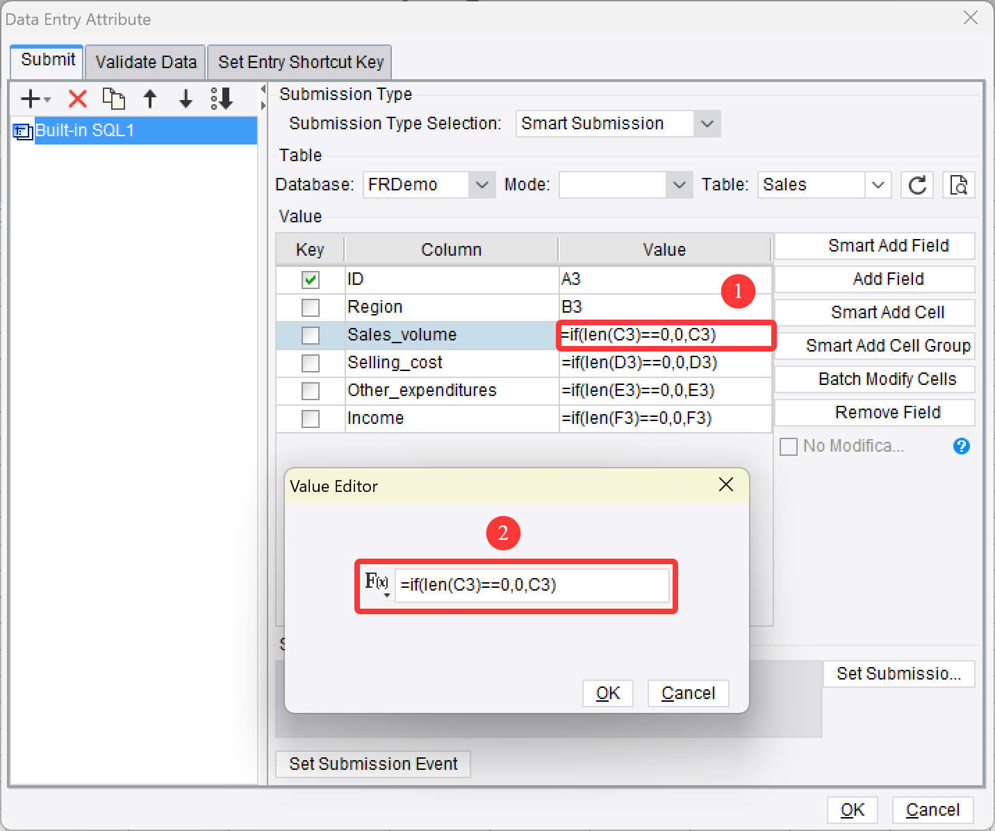 Value Processing for Built-in SQL Submissions-FineReport Help Document