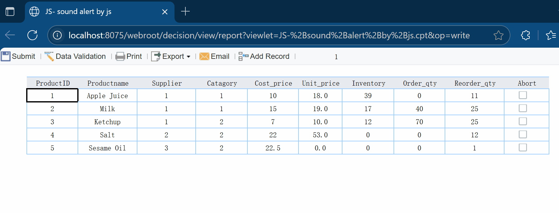 Automatic Alert Sound by JS-FineReport Help Document