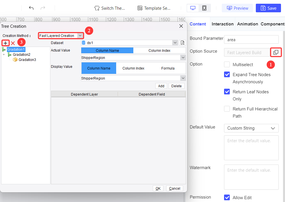 FVS Dropdown Tree Widget-FineReport Help Document