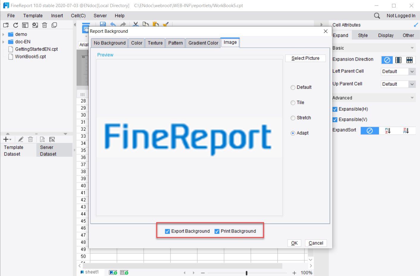 Report Background-FineReport Help Document