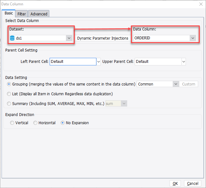 Insert Data Columns-FineReport Help Document