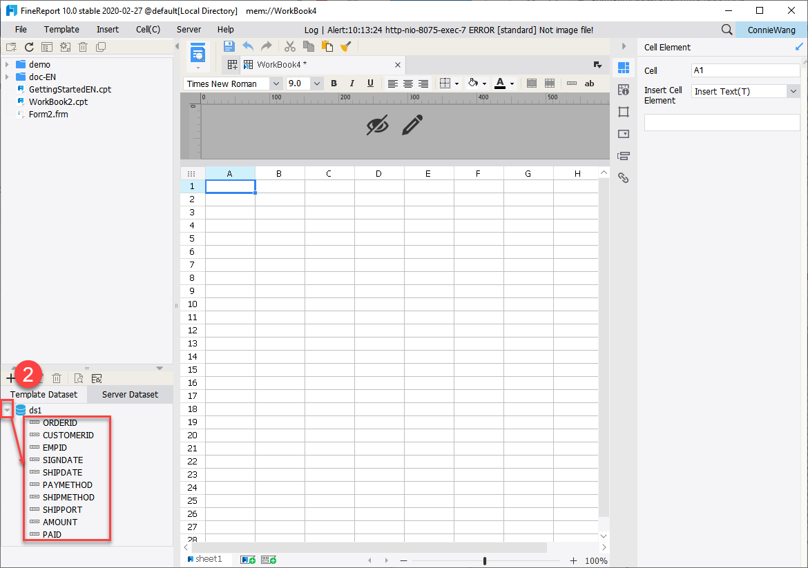 Insert Data Columns-FineReport Help Document