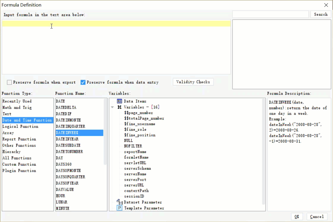 Insert Formulas-FineReport Help Document