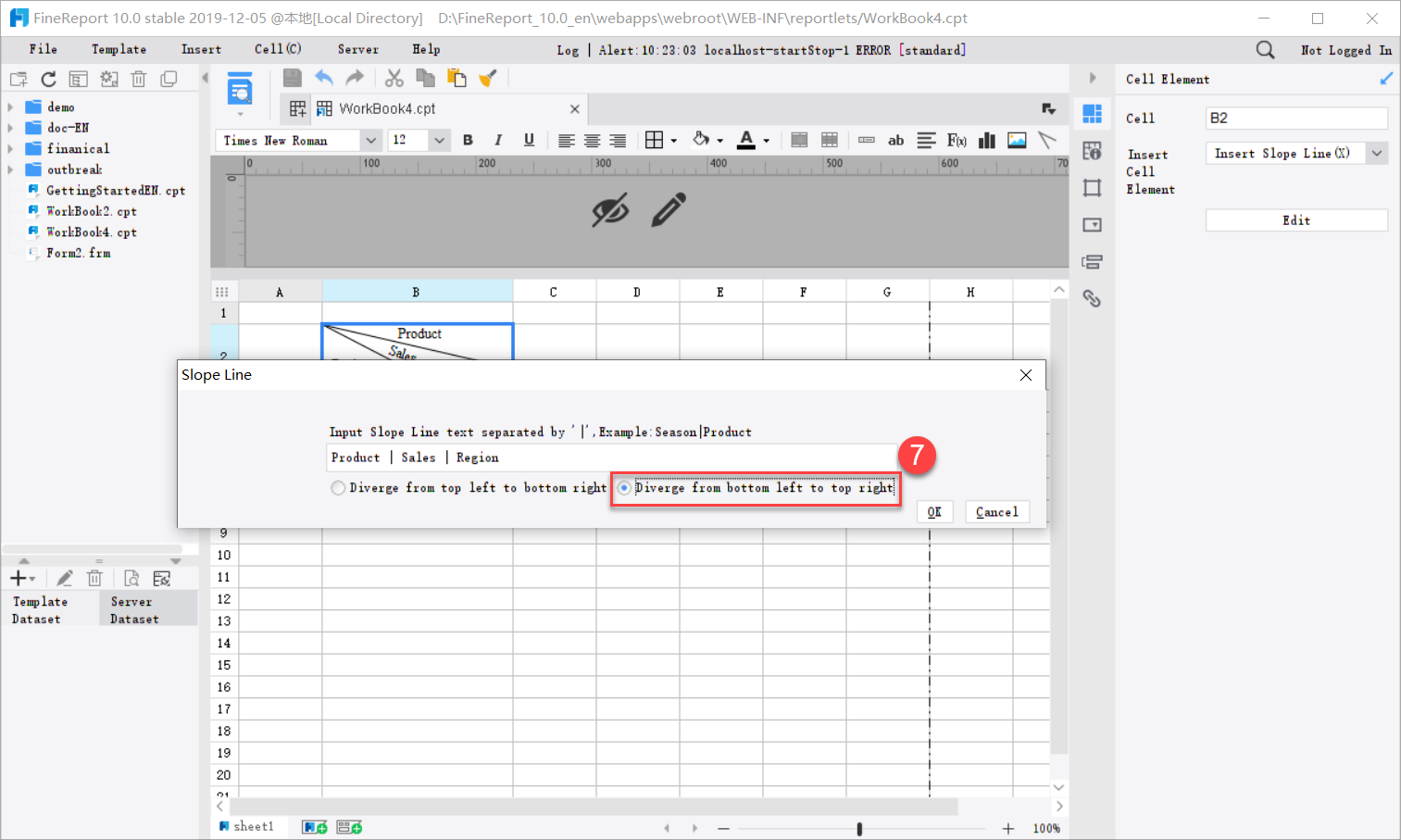 Insert Slope Lines-FineReport Help Document