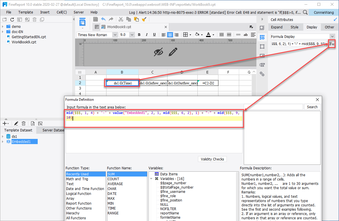 Formula Display-FineReport Help Document