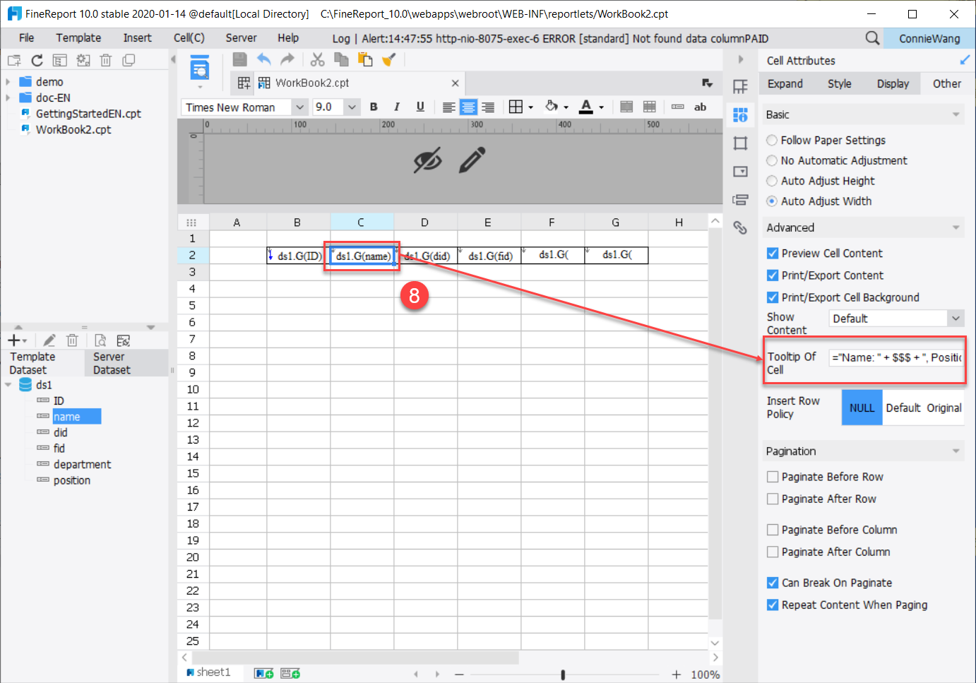 Cell Auto Size and Tooltip-FineReport Help Document