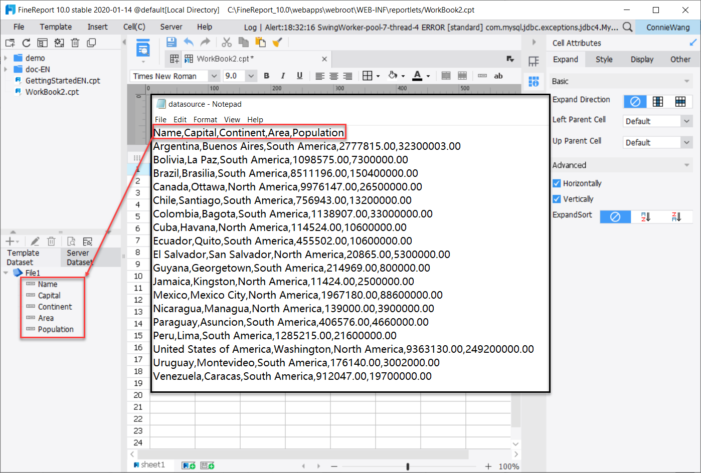 TXT and XML Dataset-FineReport Help Document