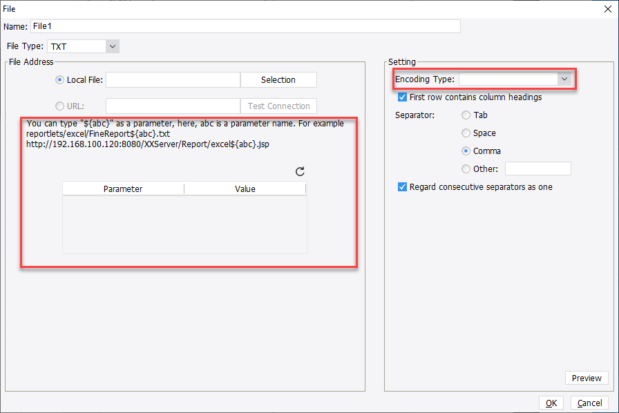 TXT and XML Dataset-FineReport Help Document