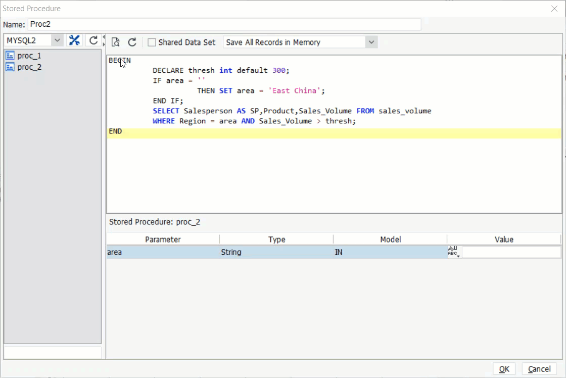 Stored Procedure-FineReport Help Document
