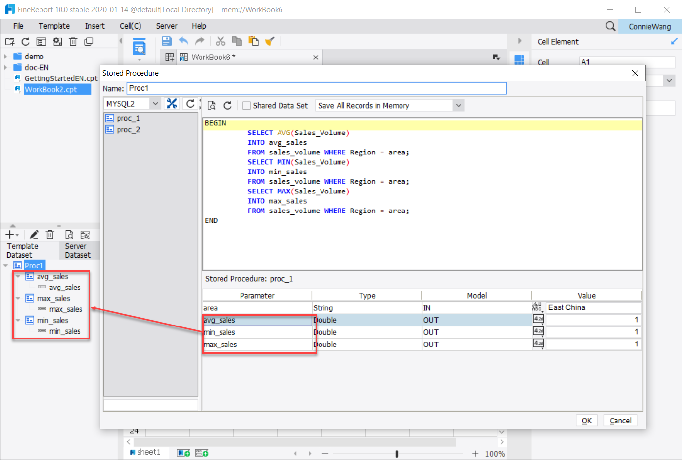 Stored Procedure-FineReport Help Document