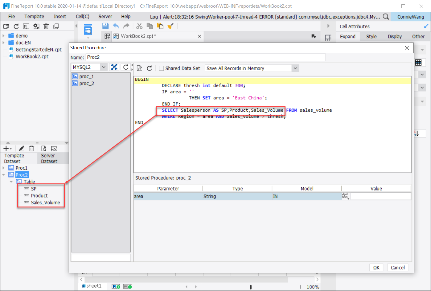 Stored Procedure-FineReport Help Document