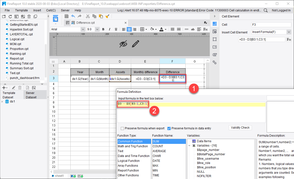 Difference-FineReport Help Document