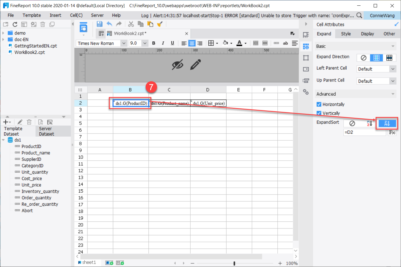 Sort after Expansion-FineReport Help Document