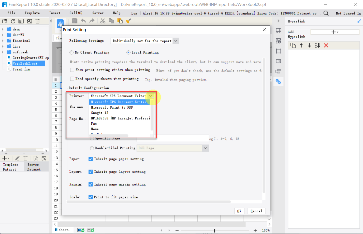 Print Settings-FineReport Help Document