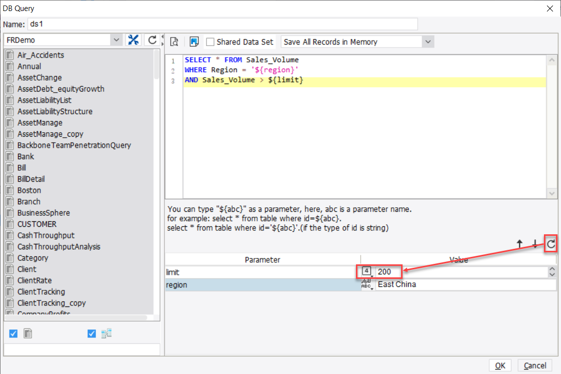 Dataset Parameter-FineReport Help Document