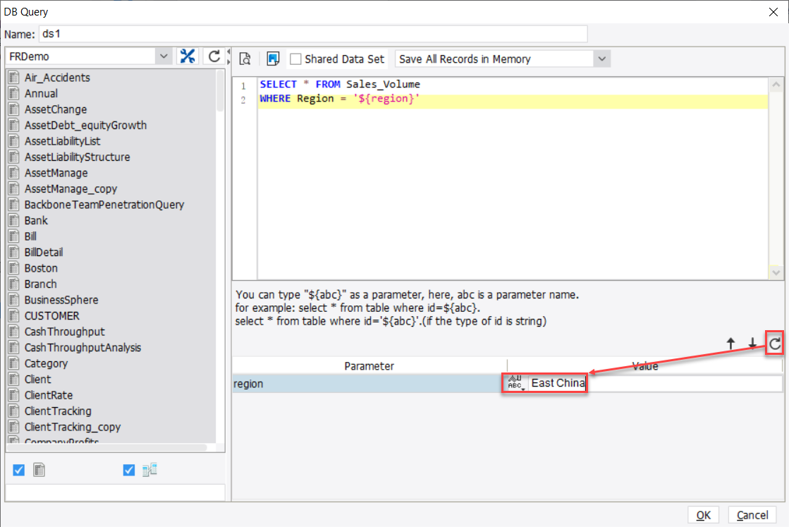 Dataset Parameter-FineReport Help Document