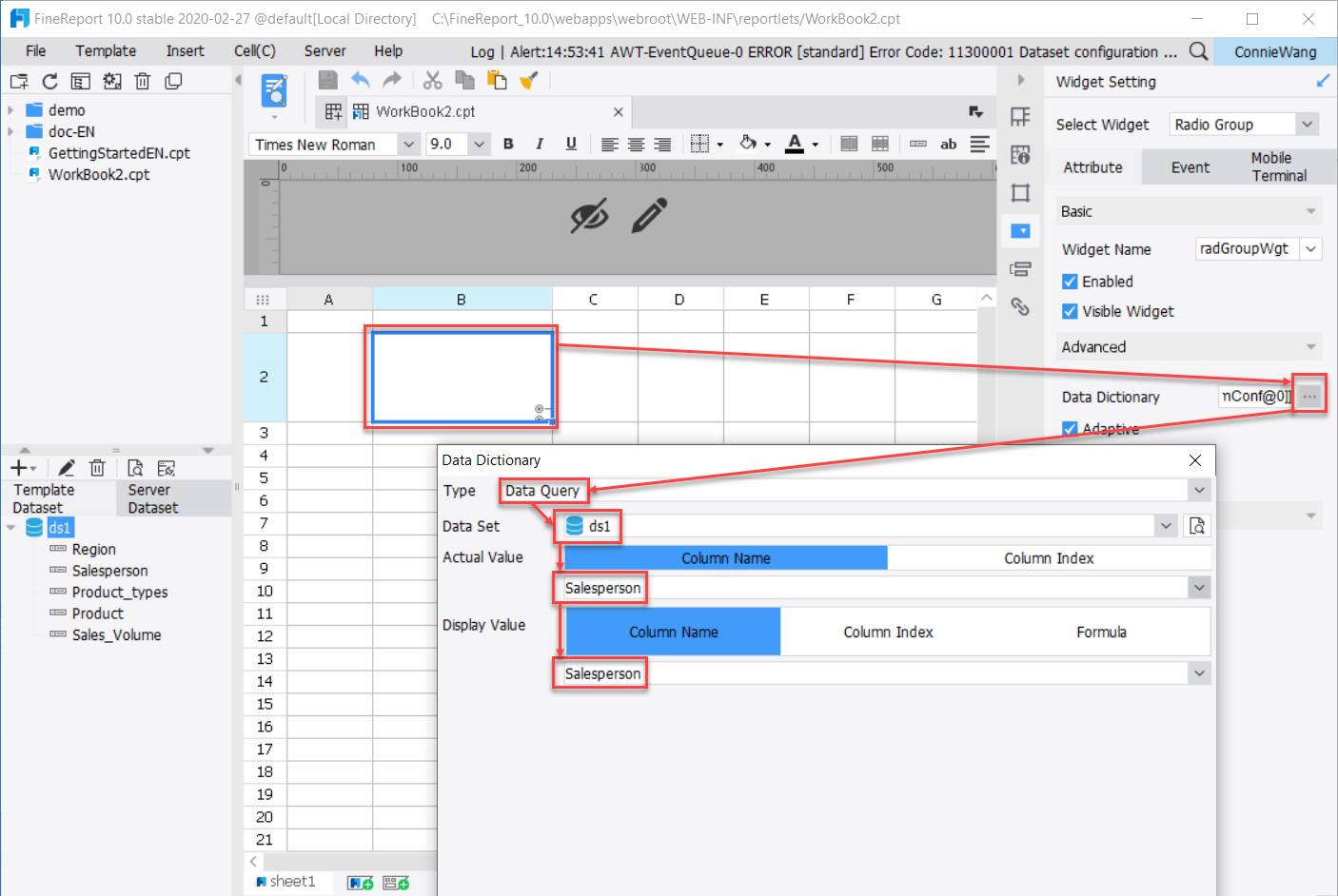 Radio Button Group Widget-FineReport Help Document