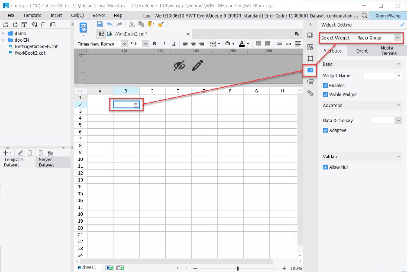 Radio Button Group Widget-FineReport Help Document