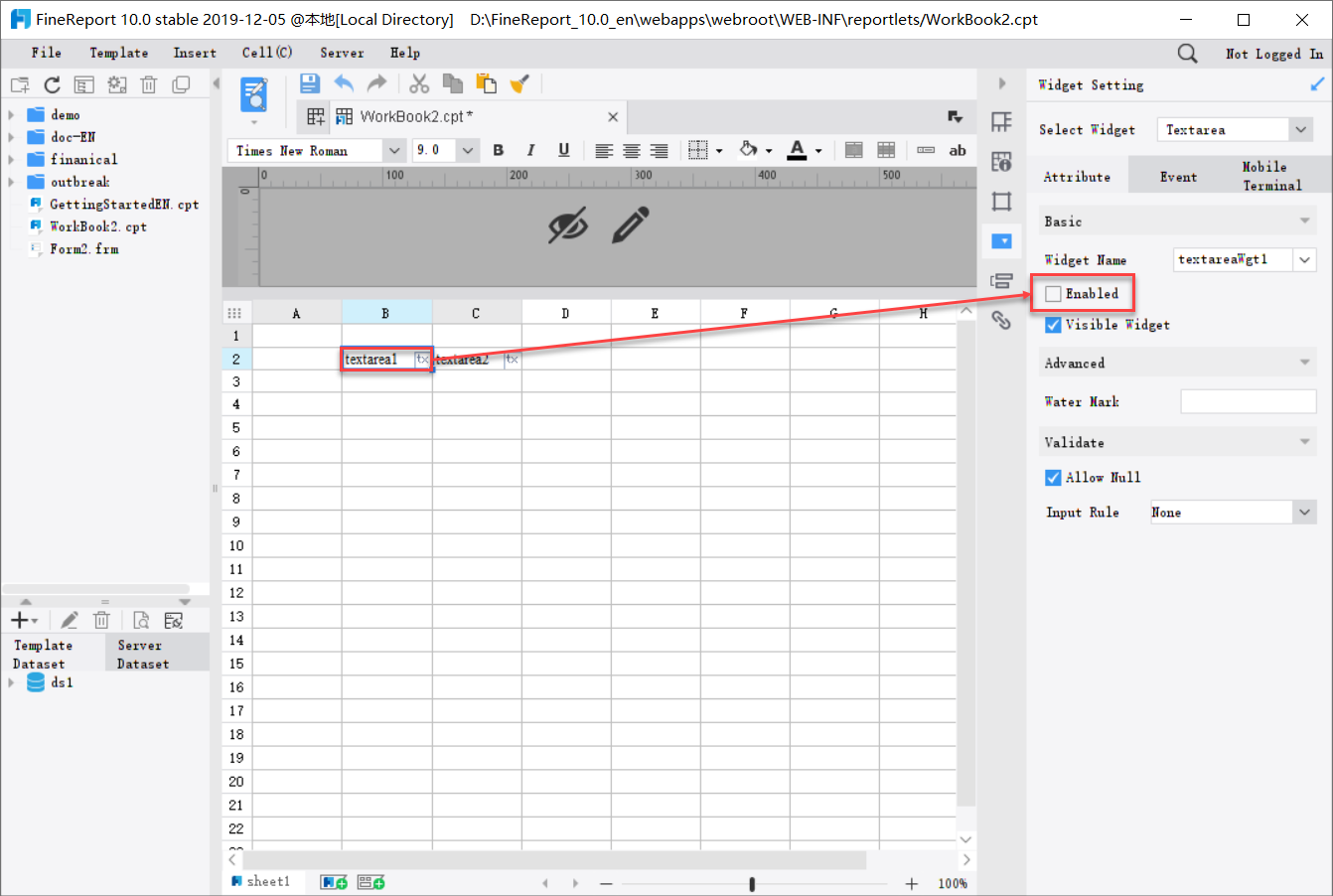 Report Text Area Widget-FineReport Help Document