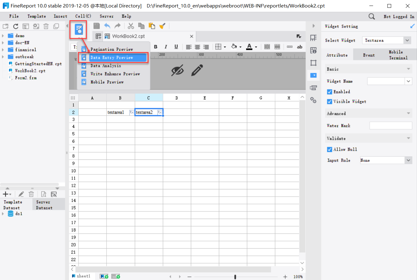 Report Text Area Widget-FineReport Help Document