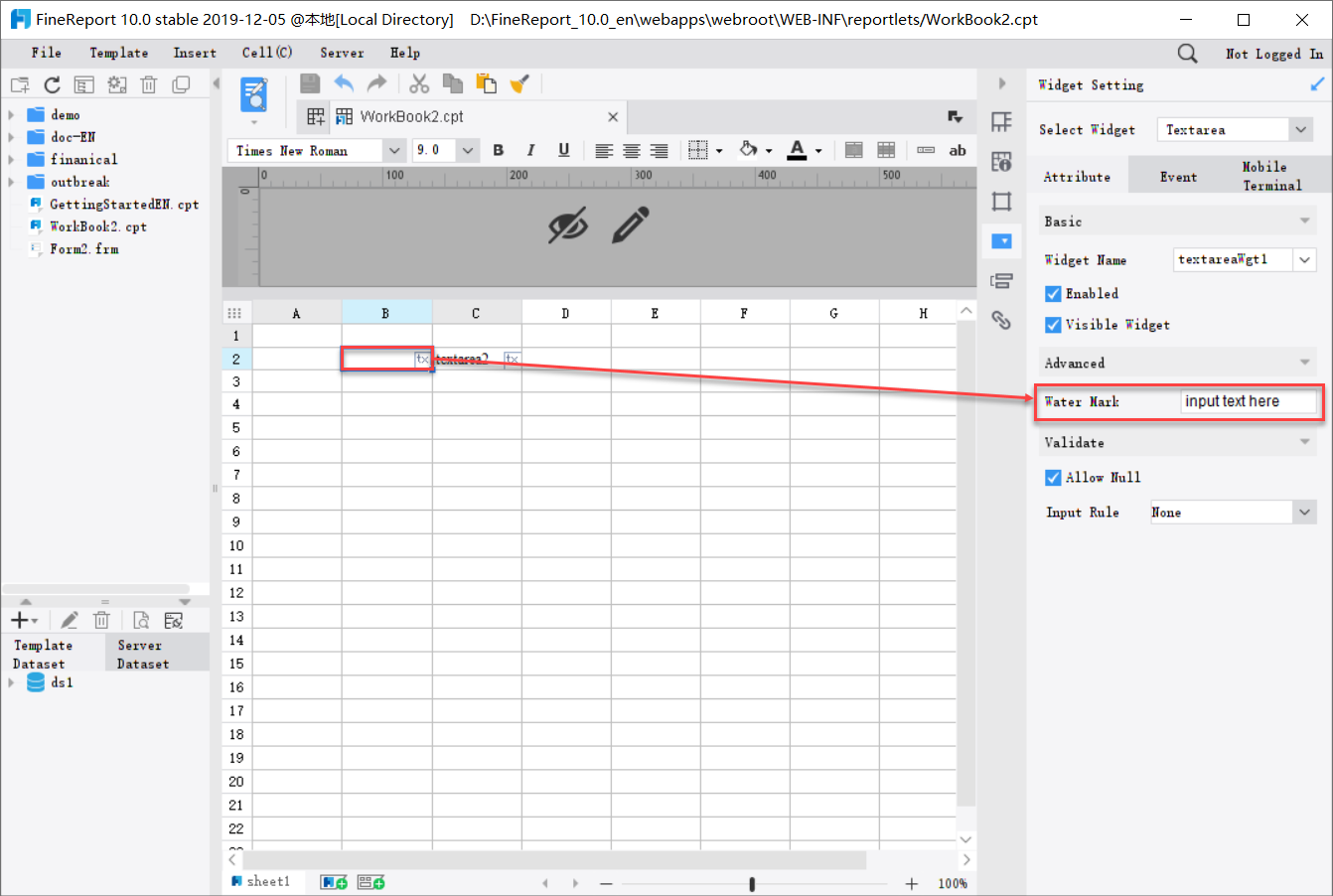 Report Text Area Widget-FineReport Help Document