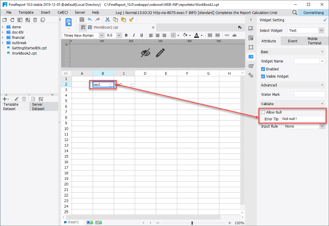 Report Text Area Widget-FineReport Help Document
