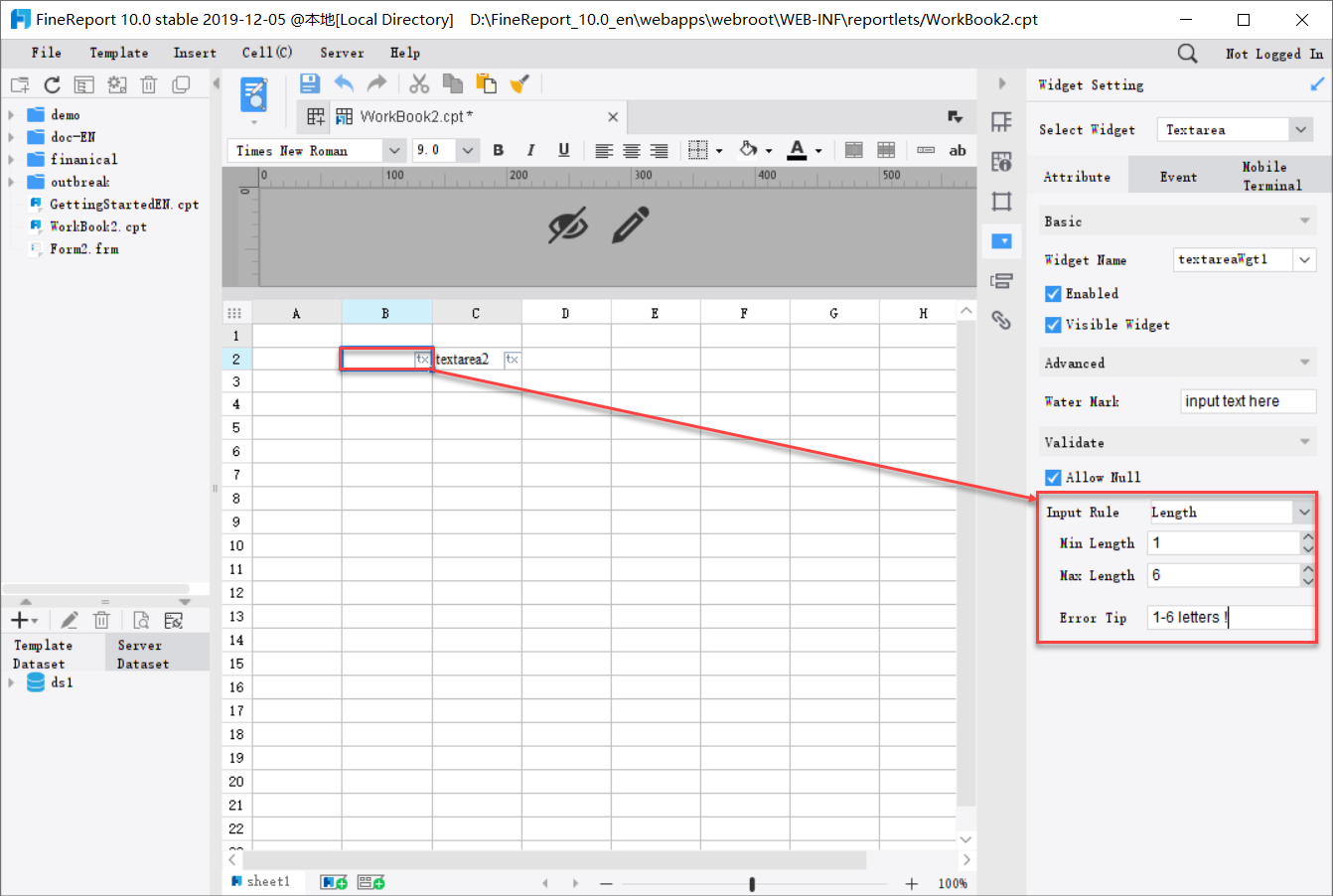 Report Text Area Widget-FineReport Help Document
