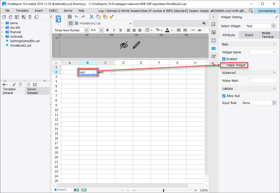 Report Text Field Widget-FineReport Help Document