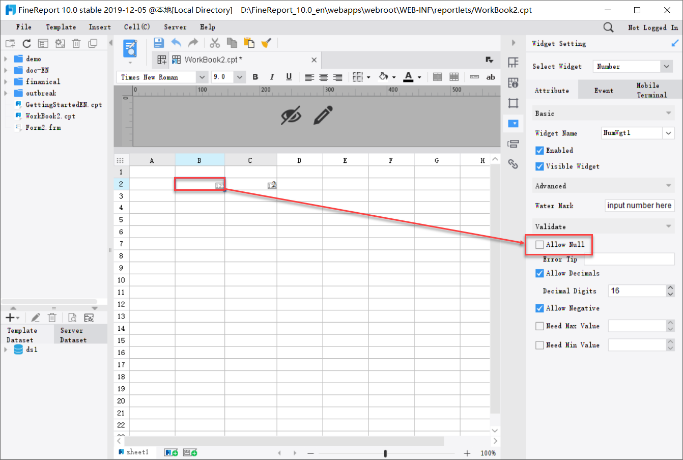 Report Number Widget-FineReport Help Document