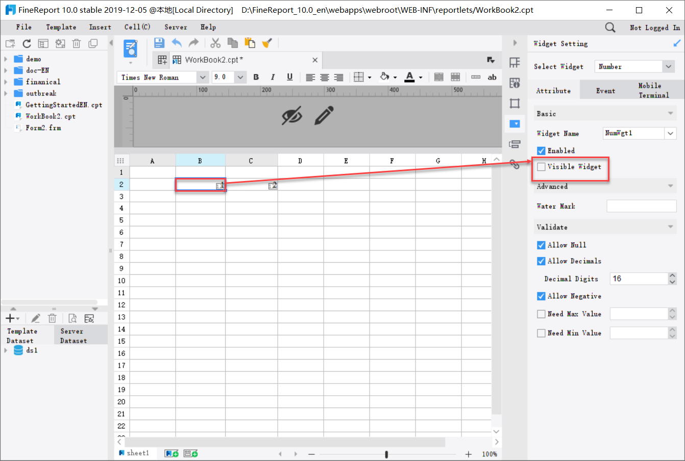 Report Number Widget-FineReport Help Document