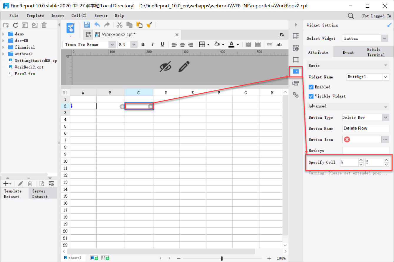 Report Button Widget-FineReport Help Document