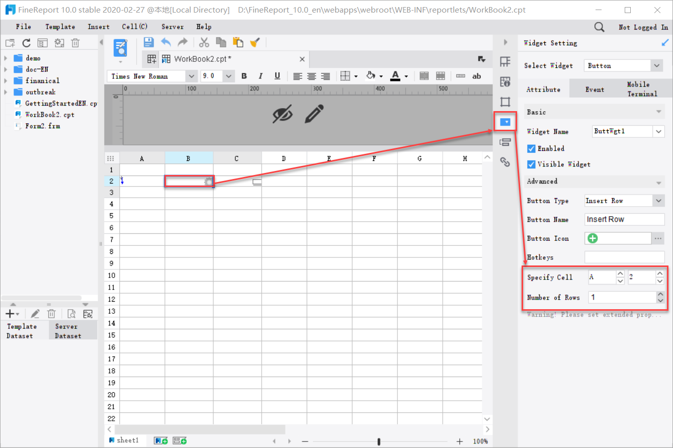 Report Button Widget-FineReport Help Document