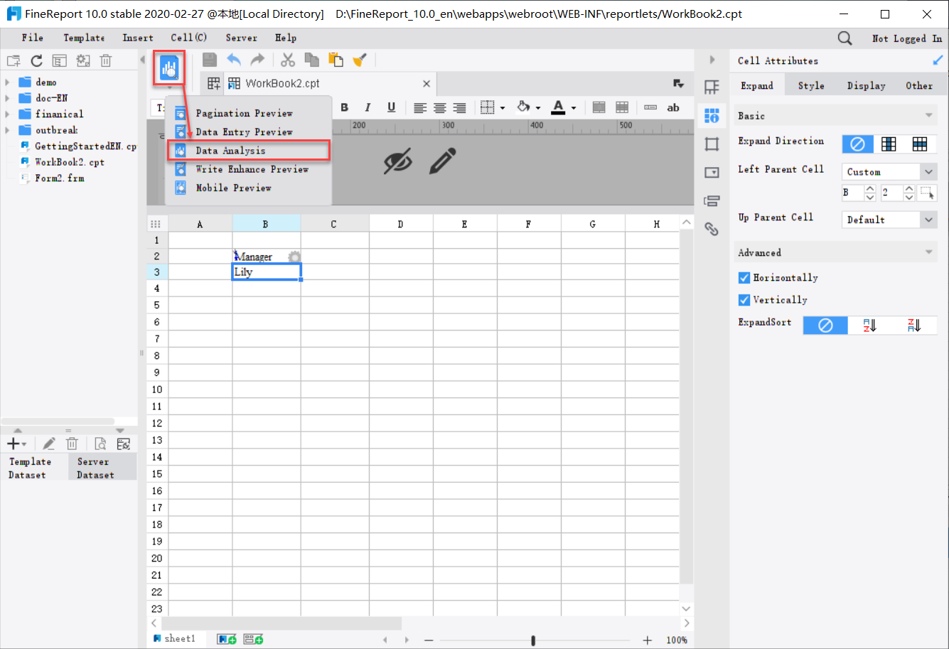Report Button Widget-FineReport Help Document