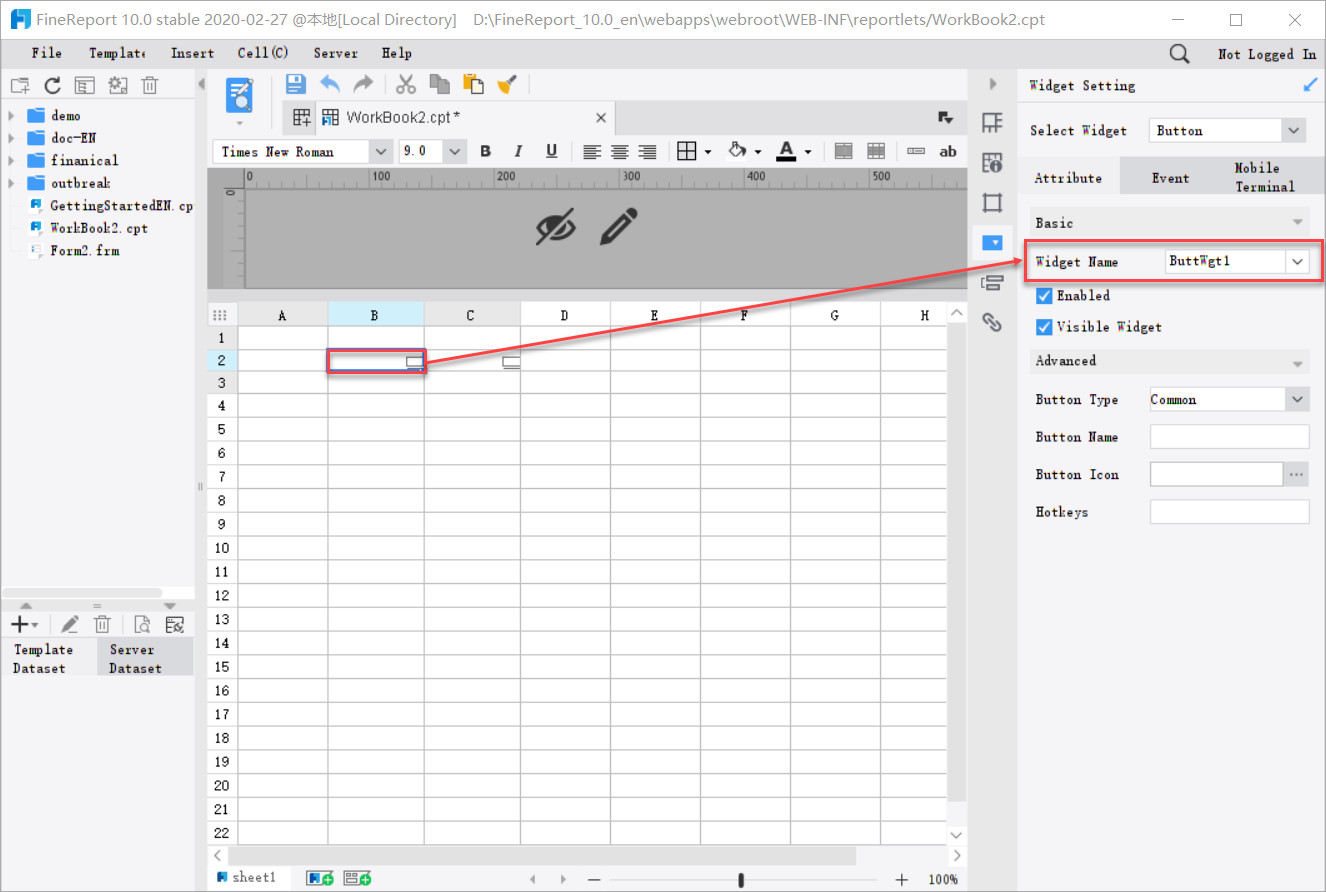 Report Button Widget-FineReport Help Document