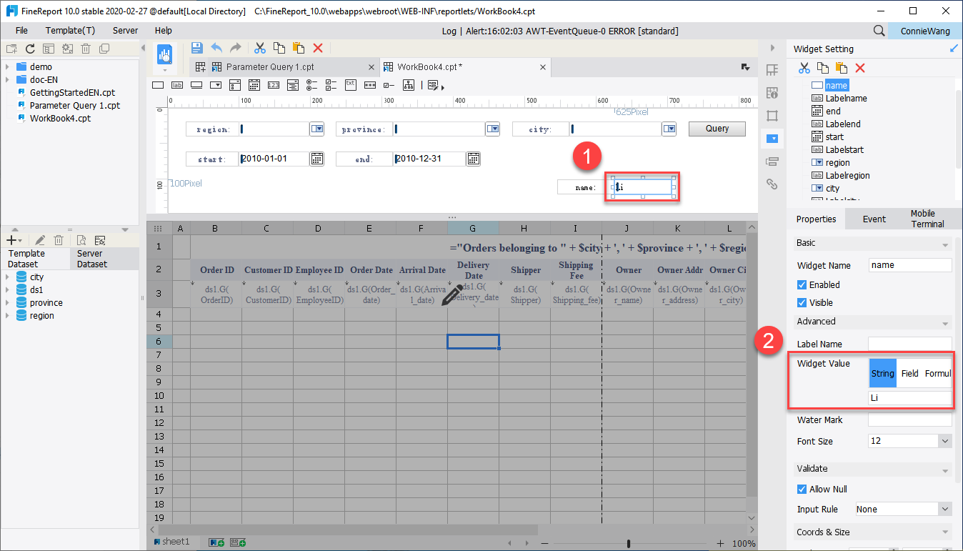 Common Parameter Application-FineReport Help Document