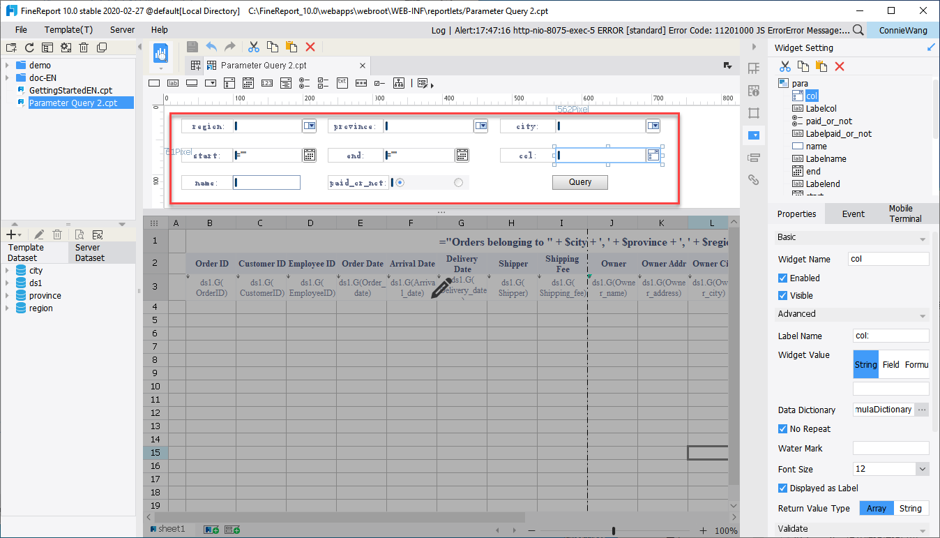 Common Parameter Application-FineReport Help Document