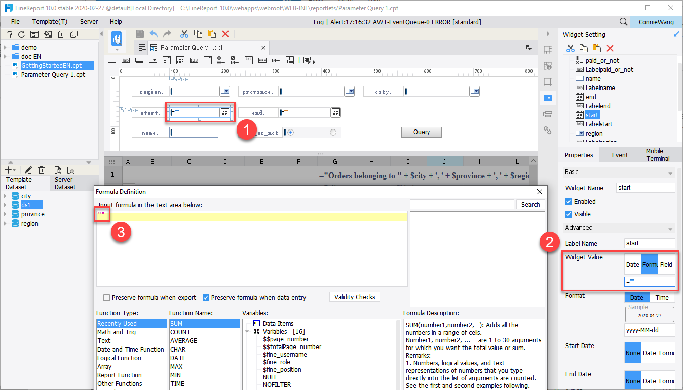 Common Parameter Application-FineReport Help Document