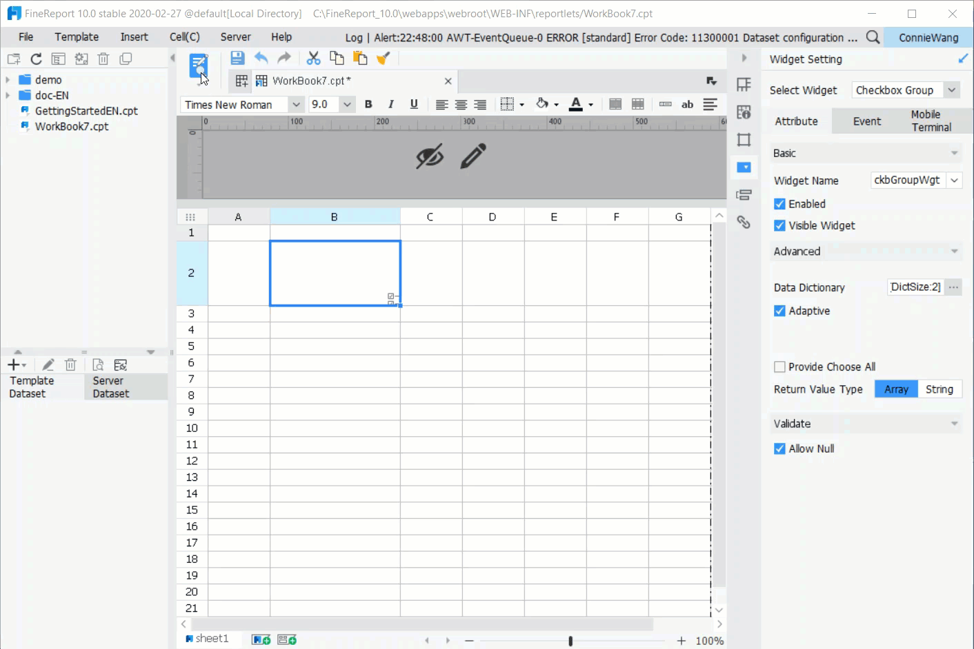 Report Checkbox Group Widget-FineReport Help Document