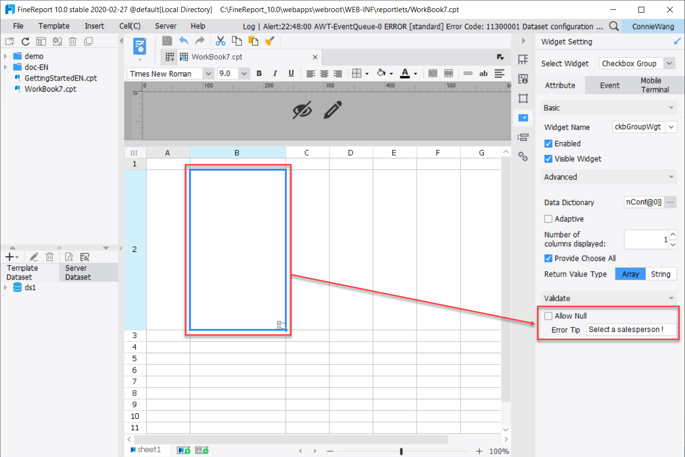 Report Checkbox Group Widget-FineReport Help Document