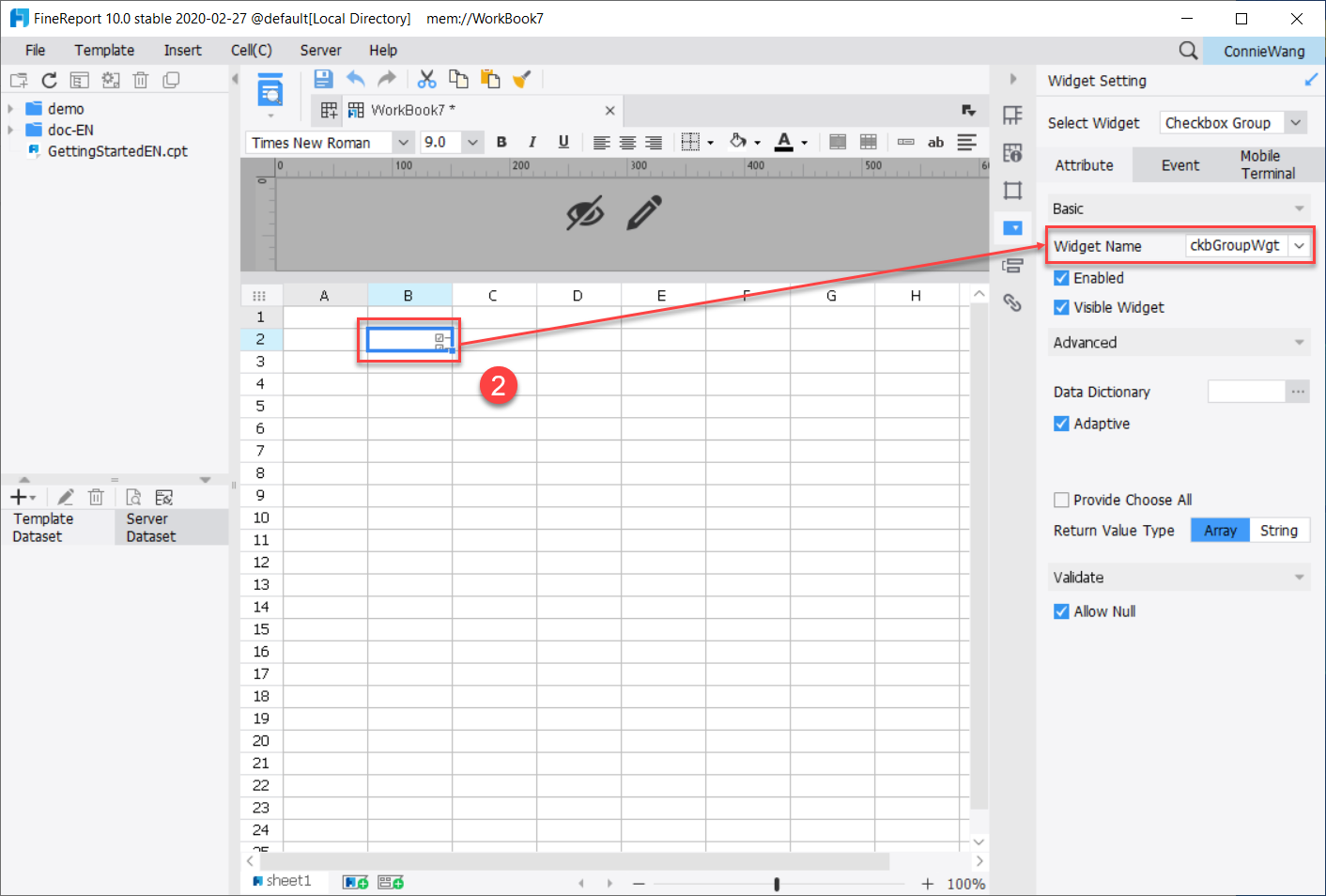 Report Checkbox Group Widget-FineReport Help Document